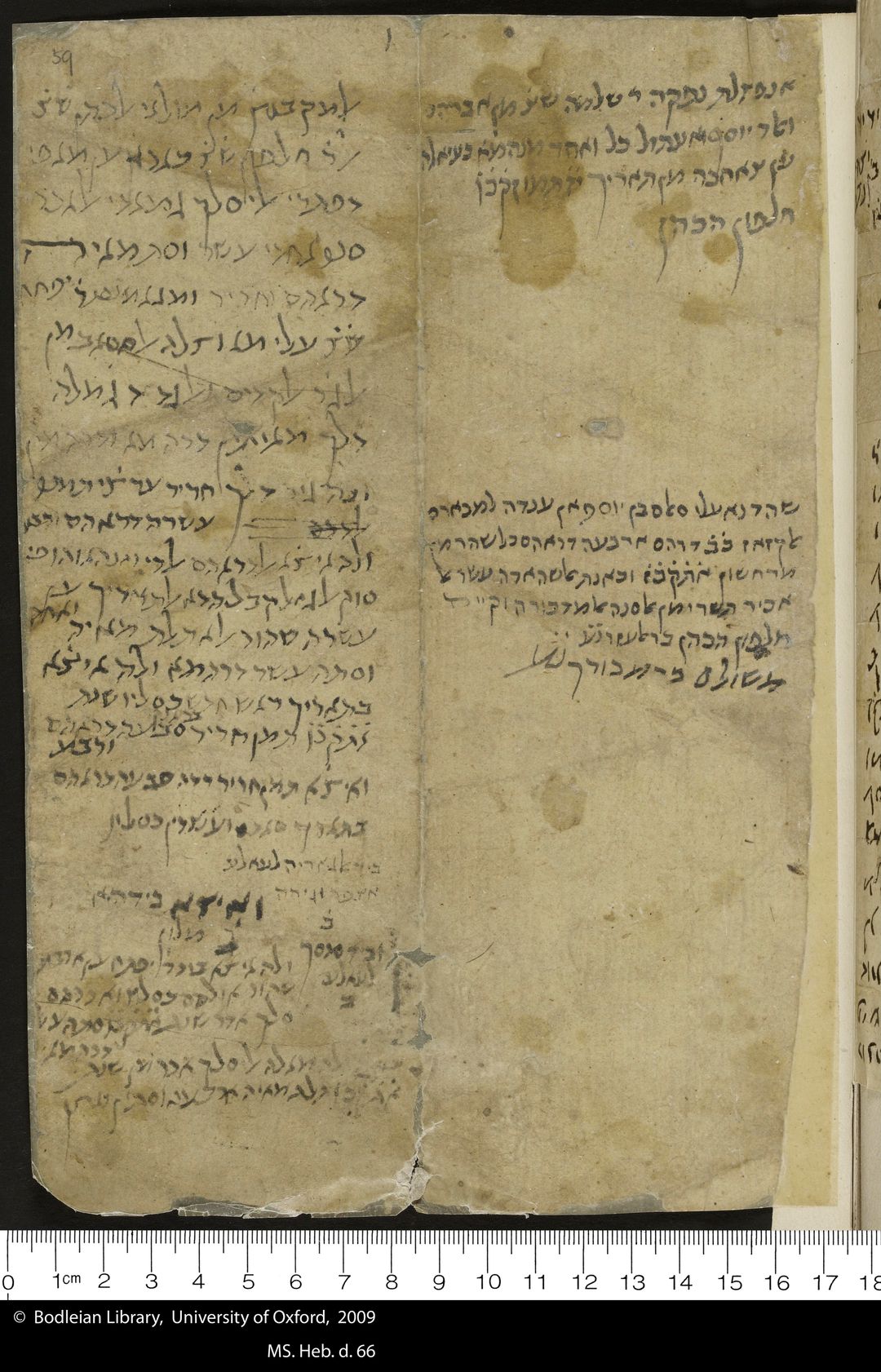 List or table: Bodl. MS heb. d 66/59